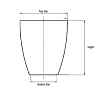 Platinum standard form crucible, Top OD 35mm, Bot Dia 21mm, Ht 39mm ...