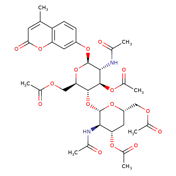 4-Methylumbelliferyl 4-deoxy-b-D-chitobiose peracetate 3D-EM72460