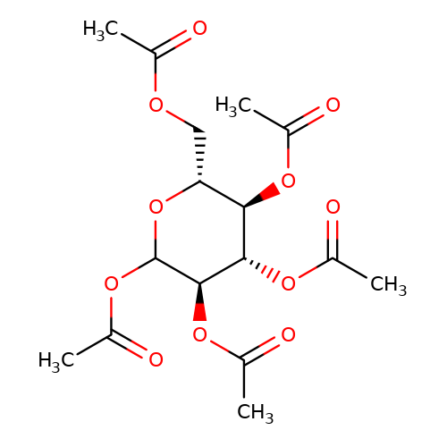 1 2 3 4 6 Penta O acetyl D glucopyranose 3D MP05825